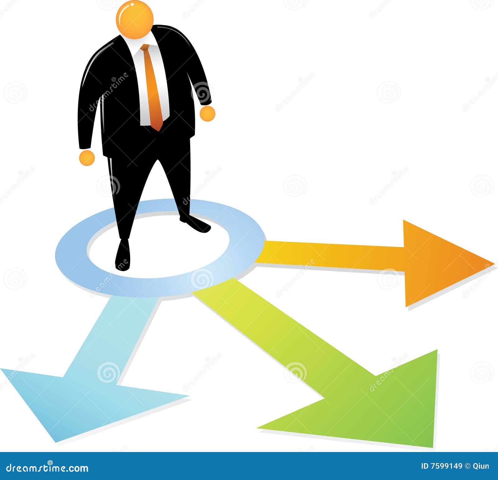 Orange Head Man Choosing Direction Stock Vector - Illustration of ...