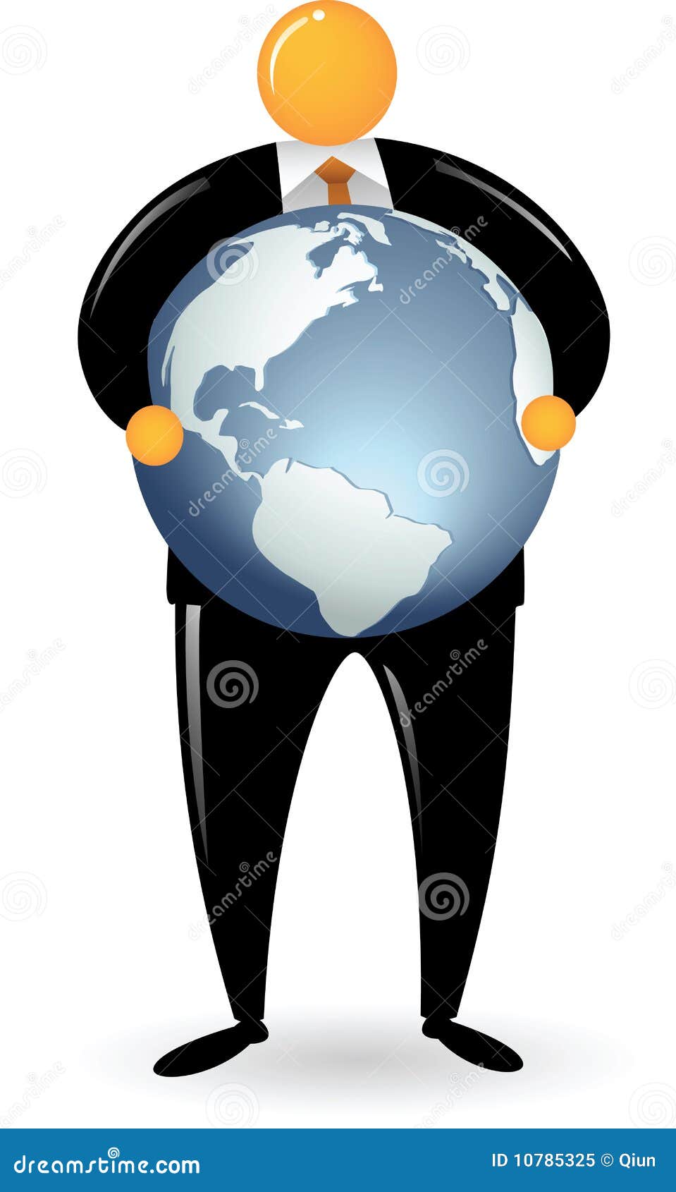 Orange Head Man Holding Globe Stock Illustration - Illustration of ...
