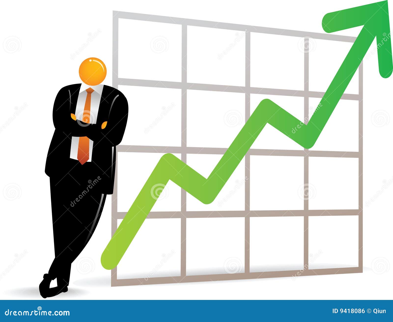 Head With Bar Chart And Arrow Vector Illustration | CartoonDealer.com ...