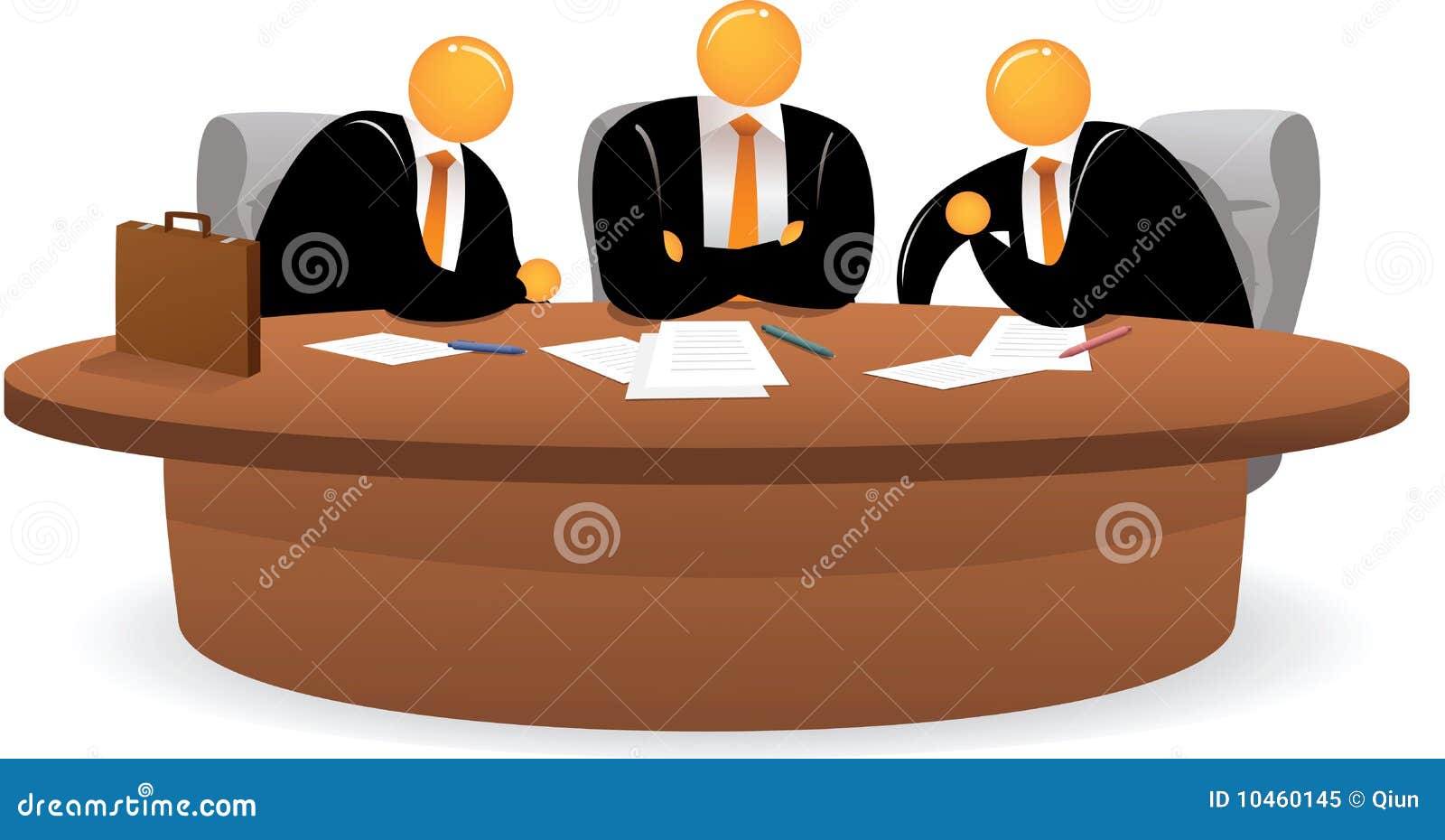 Orange Head Man on Meeting stock vector. Illustration of business ...