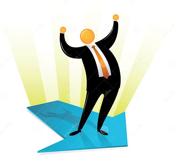 Orange Head Man Standing on Arrow Stock Vector - Illustration of icon ...