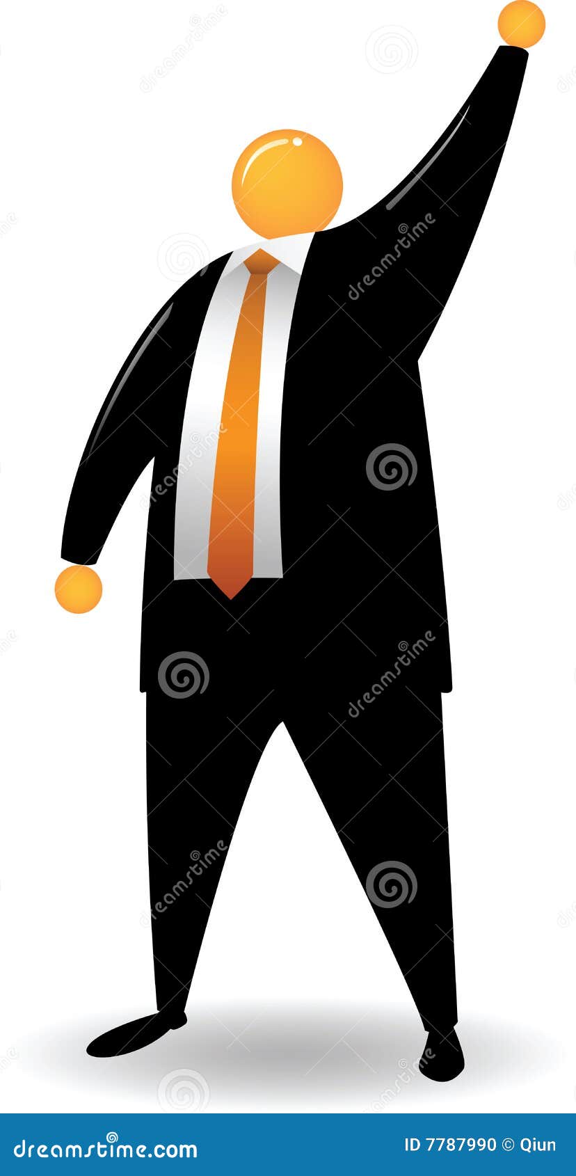 Orange Head Man Drawing Chart Up Vector Illustration | CartoonDealer ...