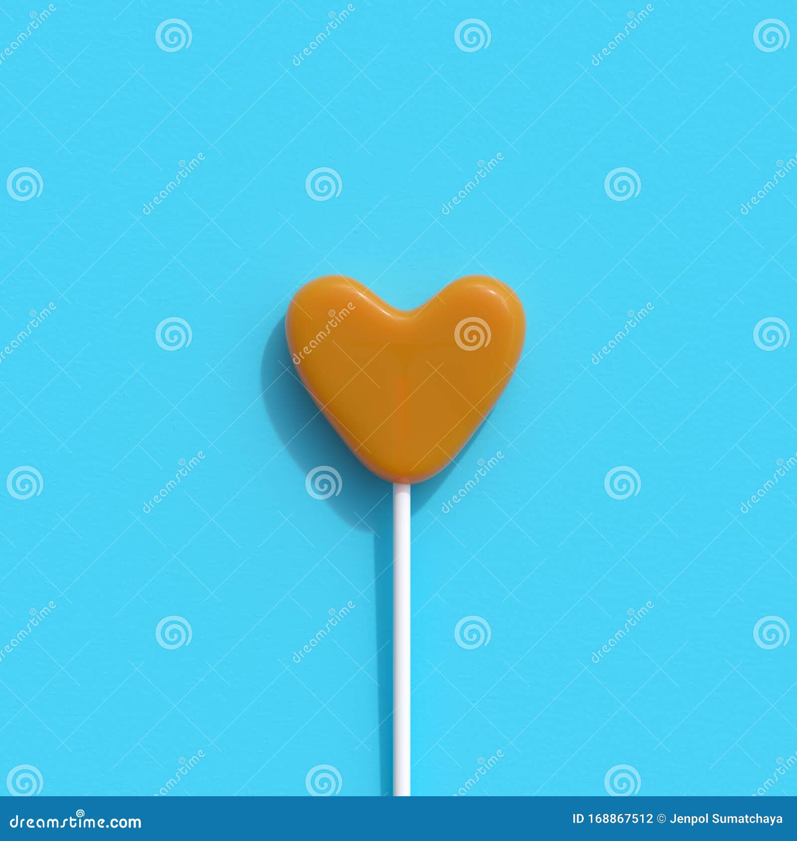 Orange Heart Shape Candy on Blue Background Stock Illustration ...