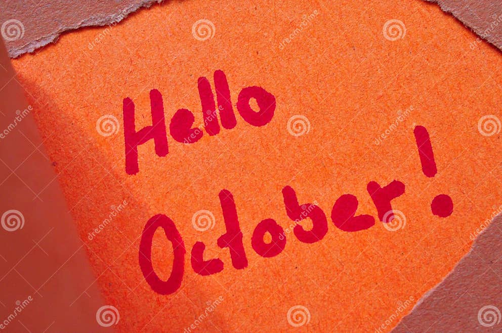 Hello october write stock photo. Image of circle, pink - 334695472