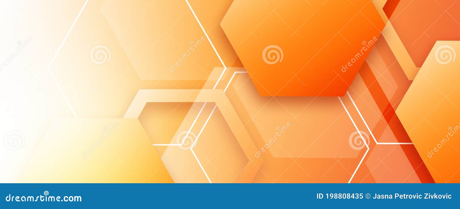 Orange Hexagons Pattern. Geometric Abstract Background with Simple ...