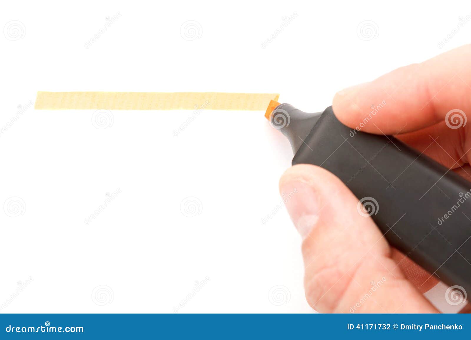 Orange highlighter in hand stock photo. Image of paper - 41171732