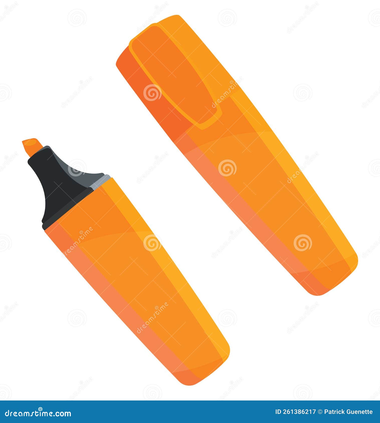 Orange highlighter, icon stock vector. Illustration of pencil - 261386217