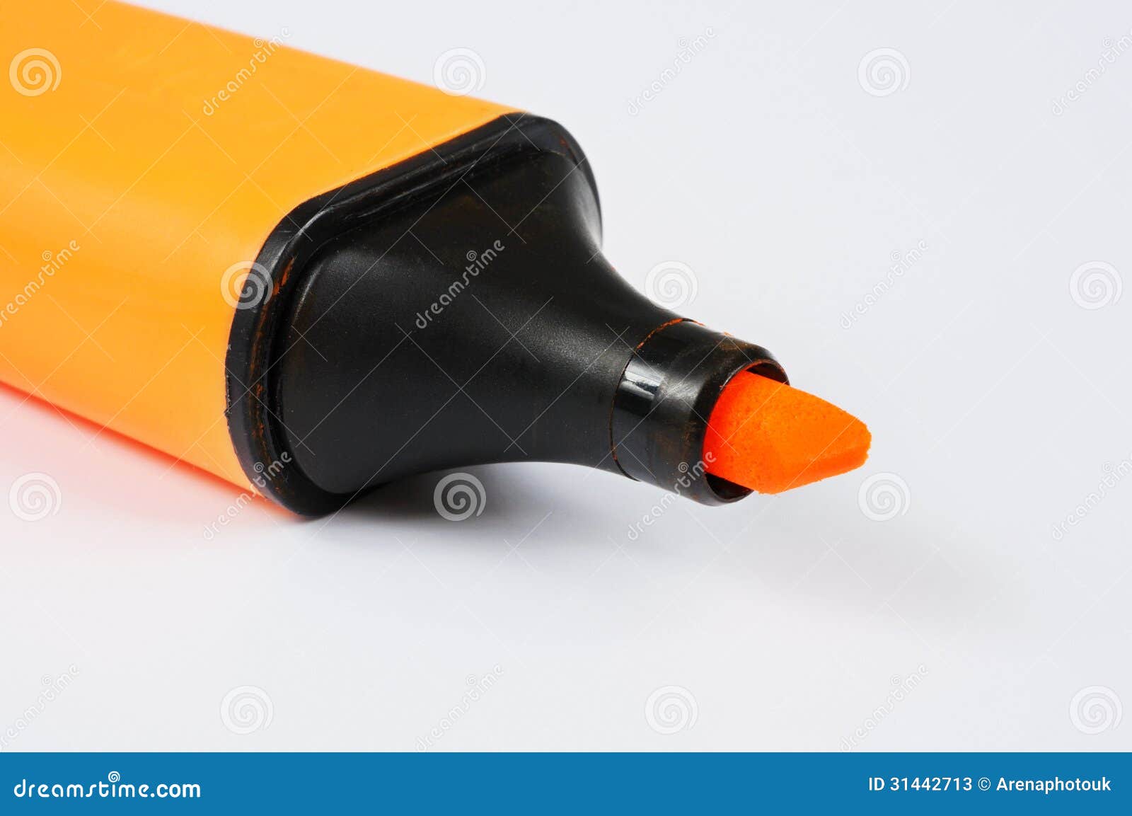 Orange highlighter pen. stock image. Image of implement - 31442713