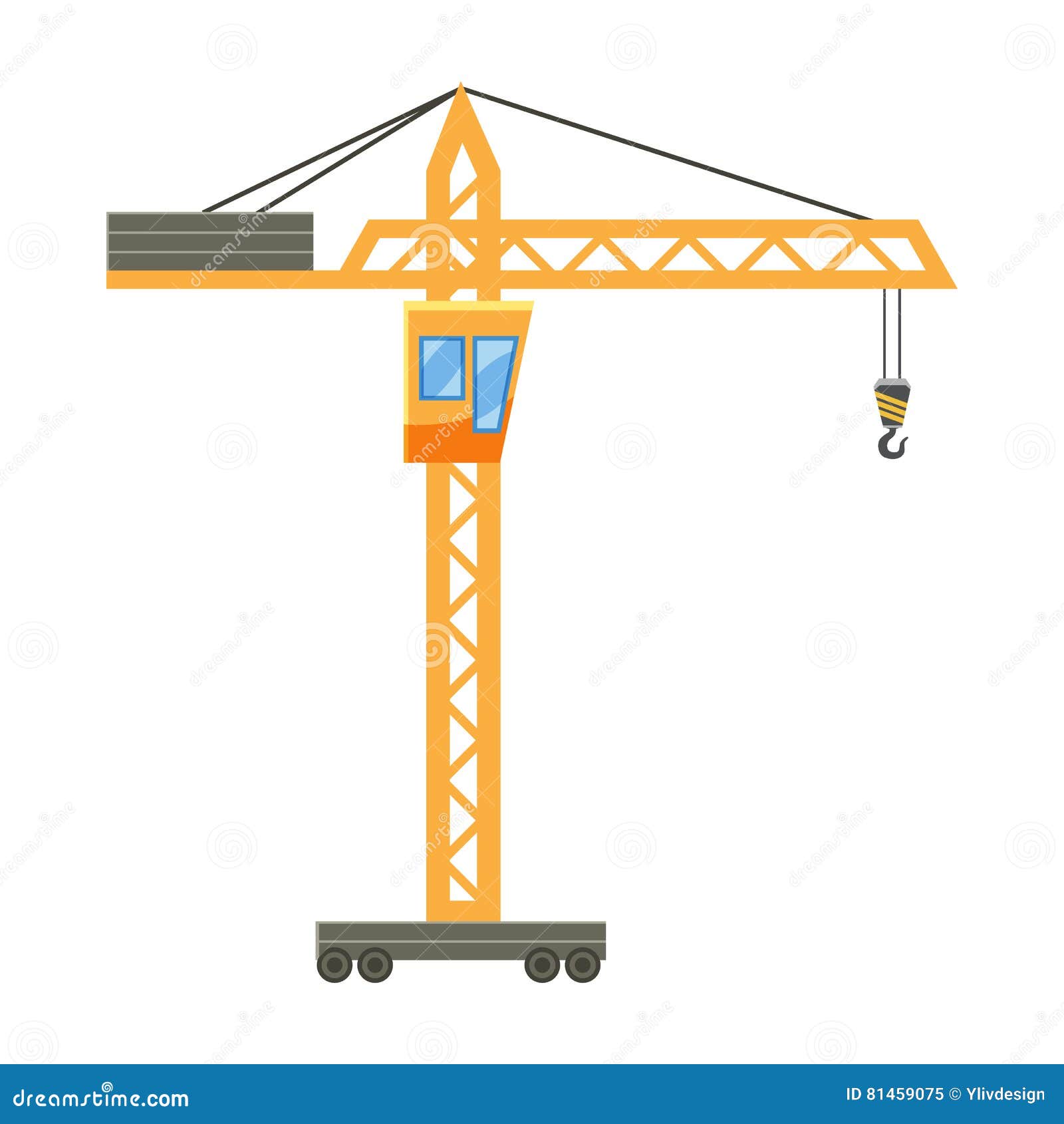 Orange Hoisting Crane Icon, Cartoon Style Stock Vector - Illustration ...