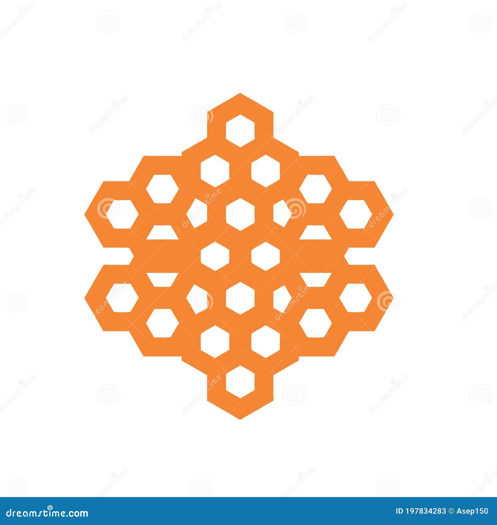 Orange Honeycomb Bee Hive Shape Pattern Vector Logo and Background ...