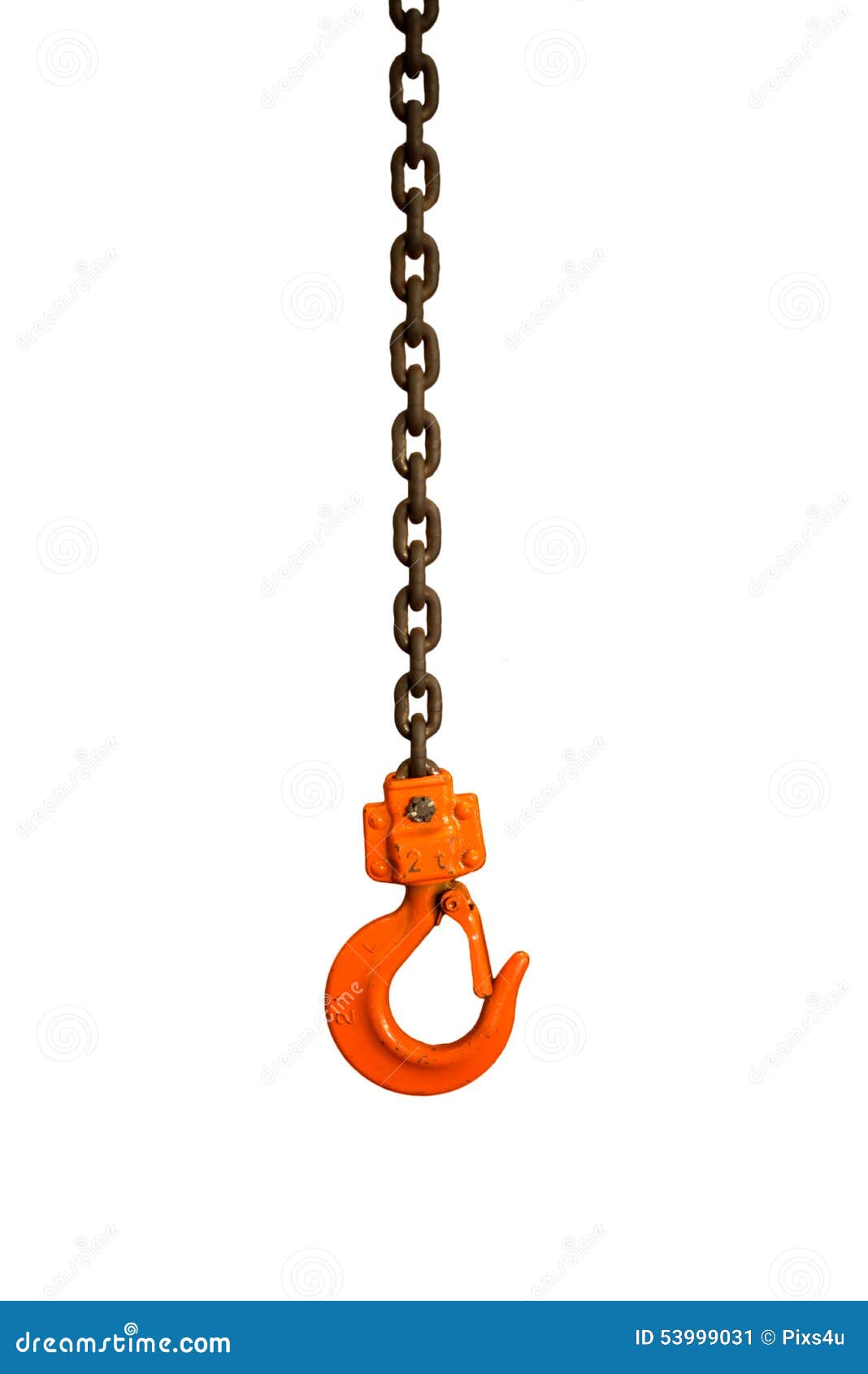 Orange Hook With Sling Belt And Chain Block Or Chain Hoist, With A ...