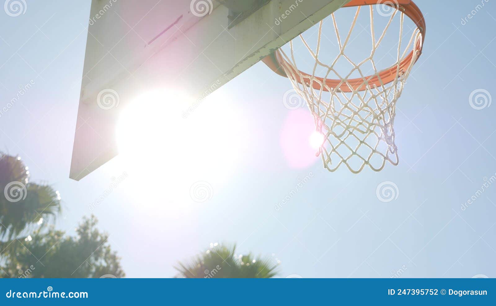 Orange Hoop Net And Backboard For Basket Ball Game Basketball Court