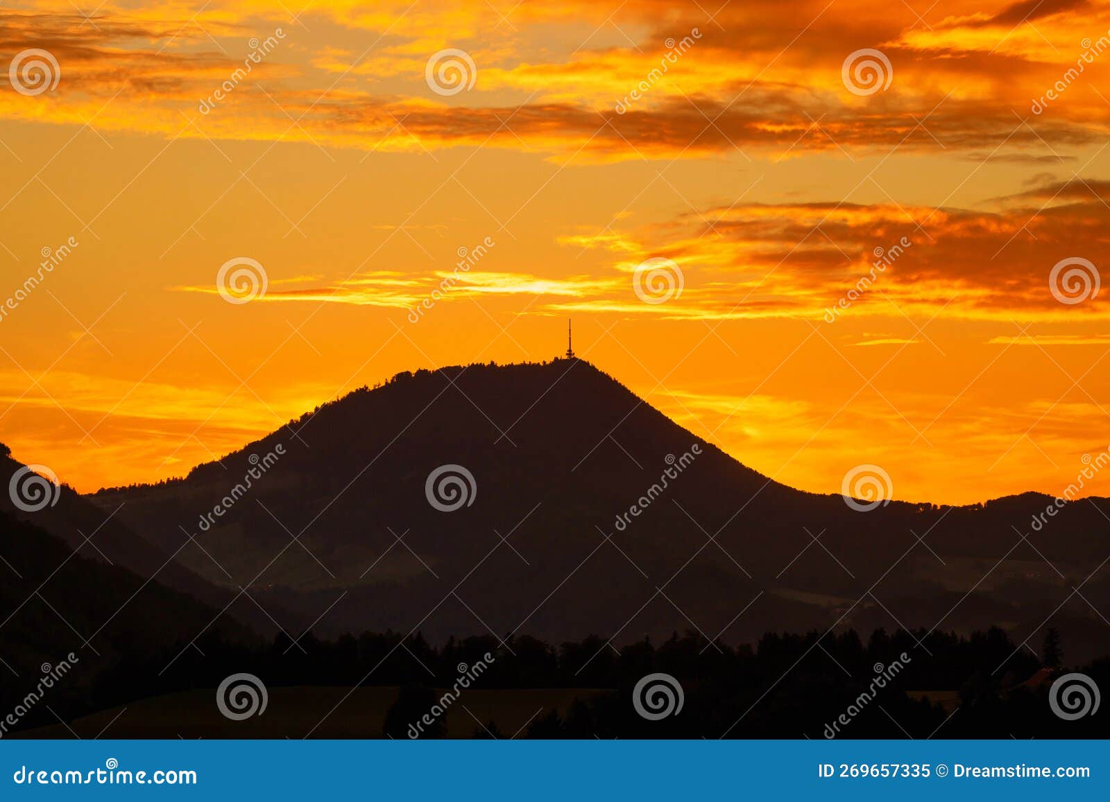 Orange Horizon the Alps at Sunset Stock Image - Image of majestic ...