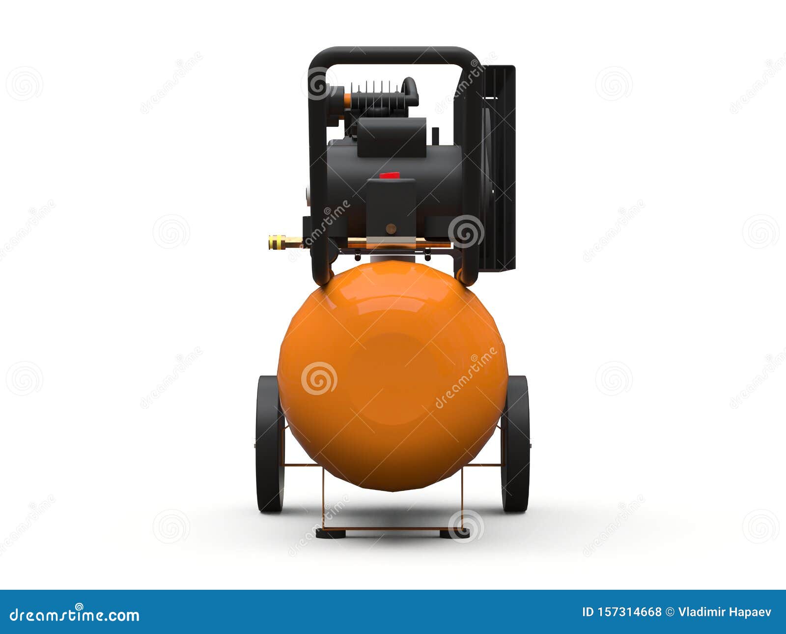 Orange Horizontal Air Compressor Isolated on a White Background. 3d ...