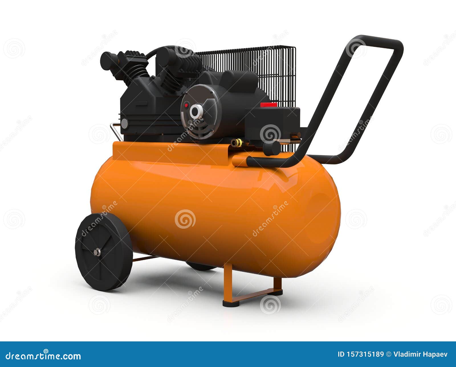 Orange Horizontal Air Compressor Isolated on a White Background. 3d ...