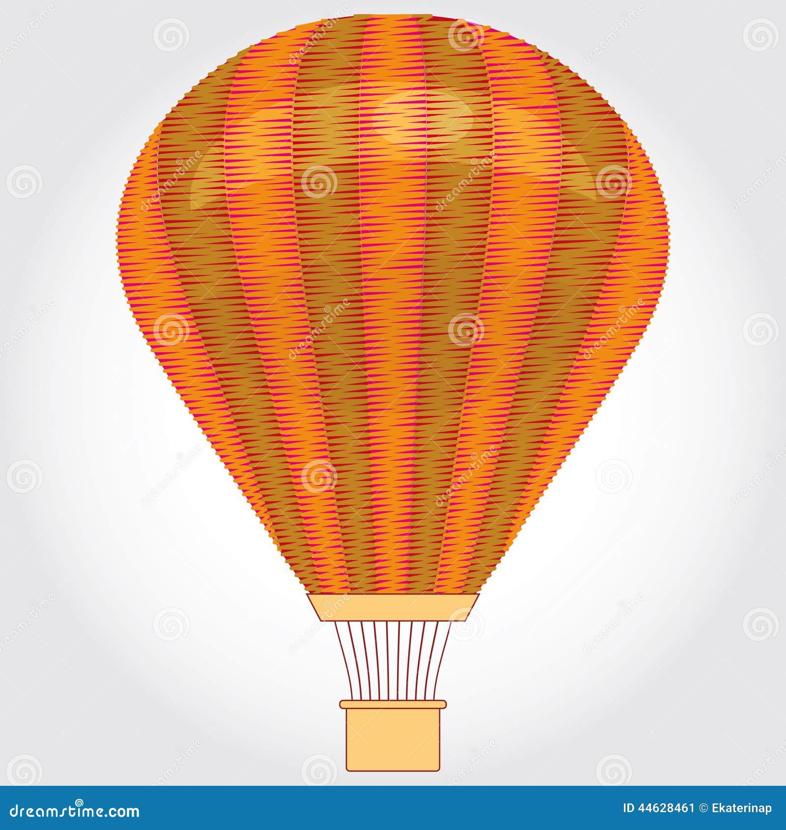 Orange Hot Air Balloon On A White Background. Vector Illustration ...