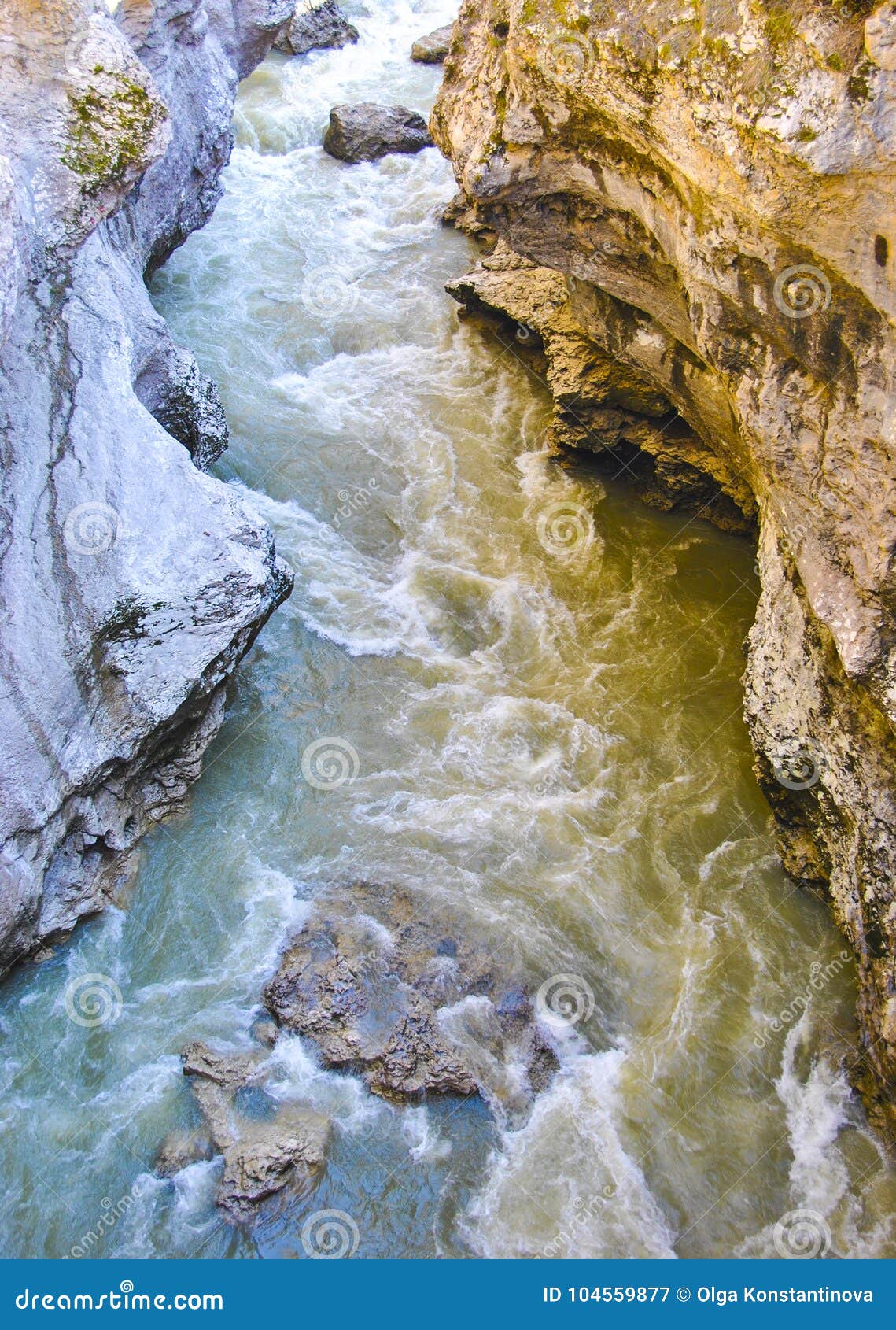 Orange Hot and Blue Cold Two Flow Water Clash Abstraction River Stock ...