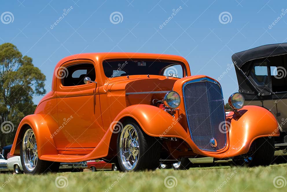 Orange Hot Rod Car stock photo. Image of speed, fifties - 2553772