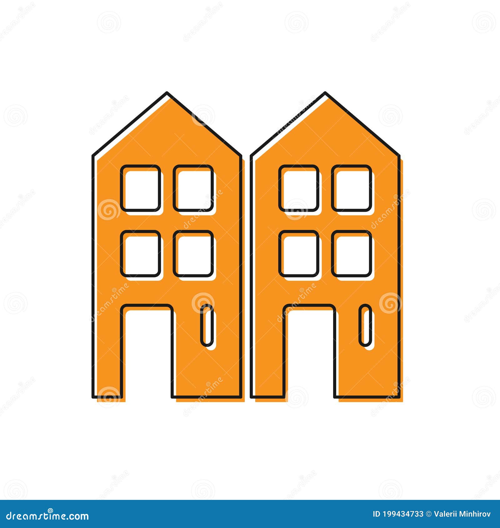 Orange House Icon Isolated on White Background. Home Symbol Stock ...