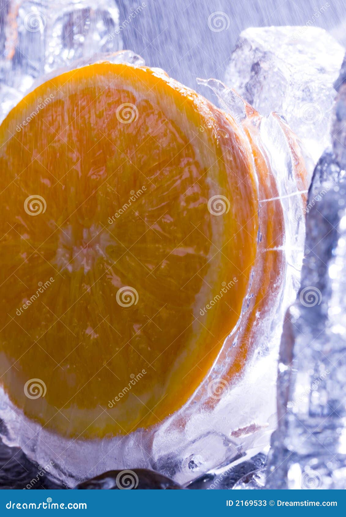 Orange with ice cubes stock image. Image of colours, meal - 2169533