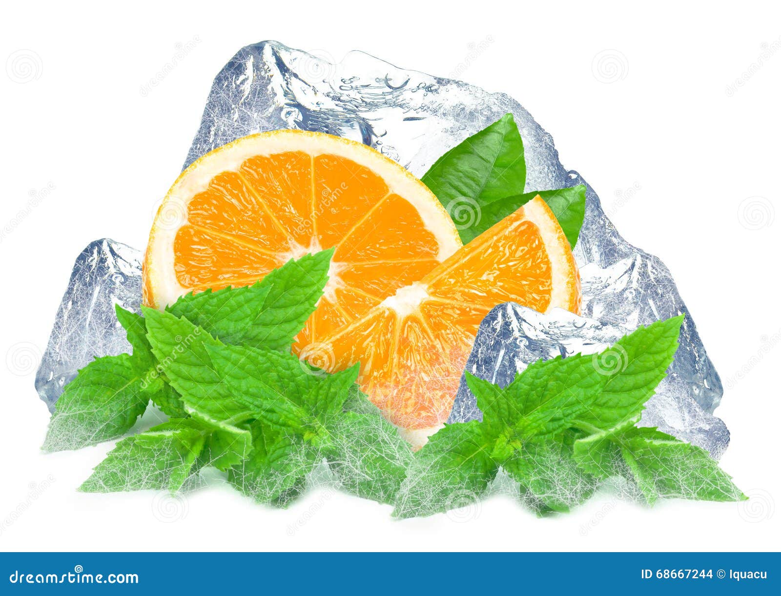 Orange and ice stock photo. Image of transparent, isolated - 68667244