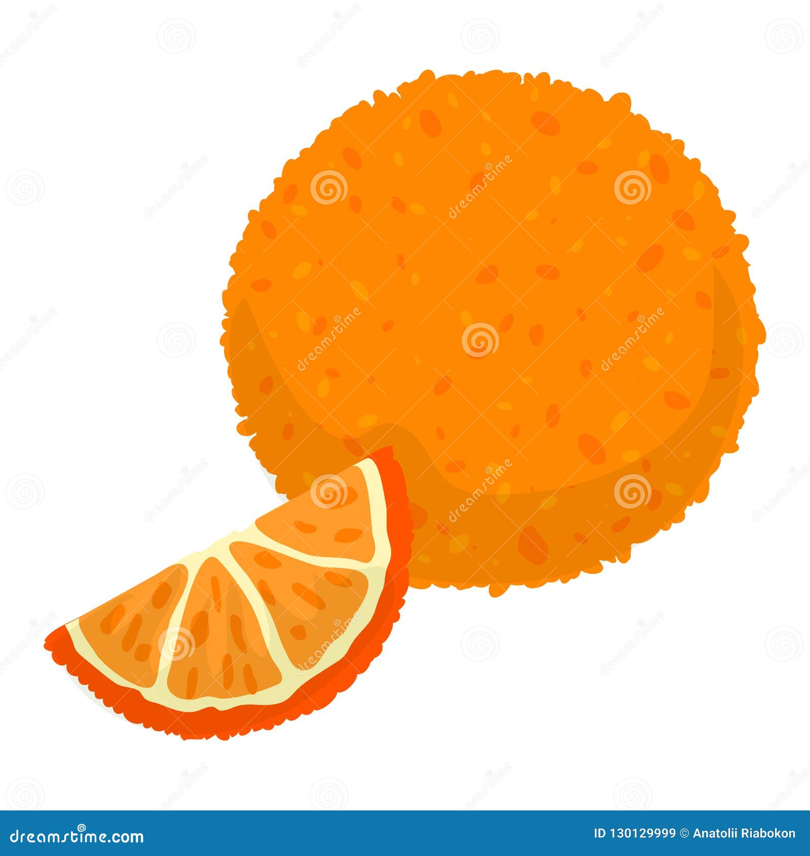 Orange icon, cartoon style stock vector. Illustration of food - 130129999