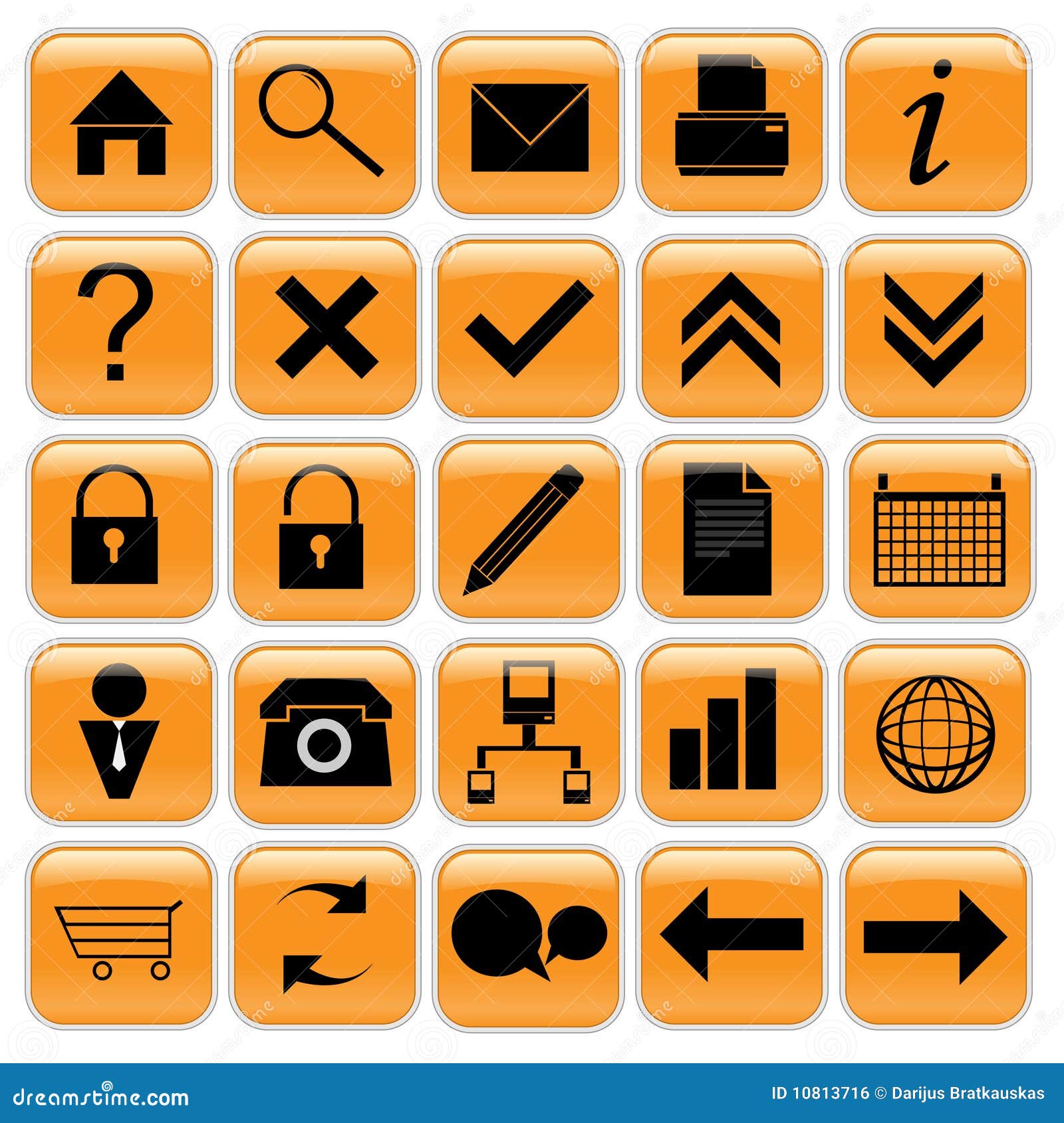 Orange icon set stock illustration. Illustration of computer - 10813716
