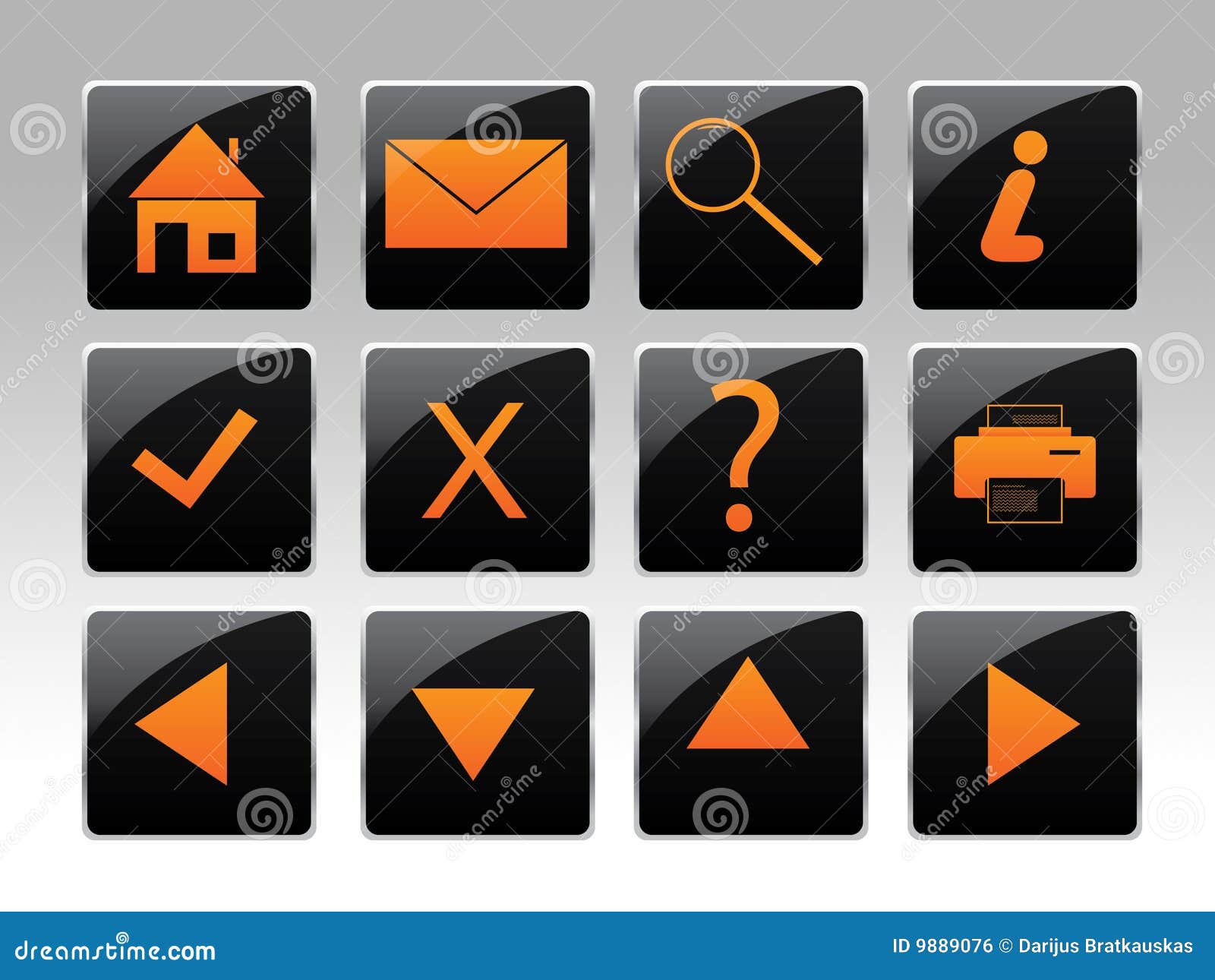 An orange icon set stock illustration. Illustration of next - 9889076