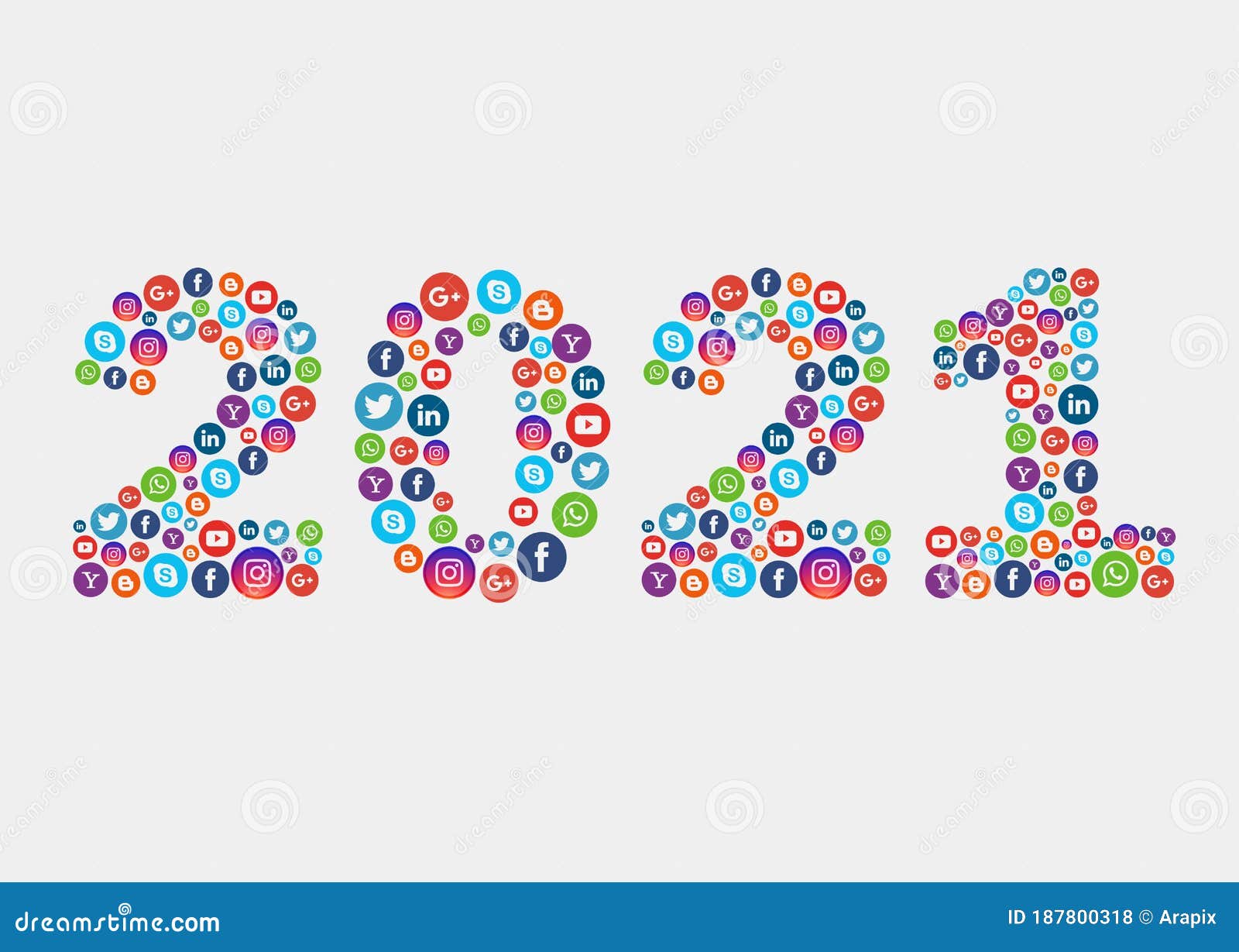 New Year 2021 with Social Media Icons Editorial Stock Photo ...