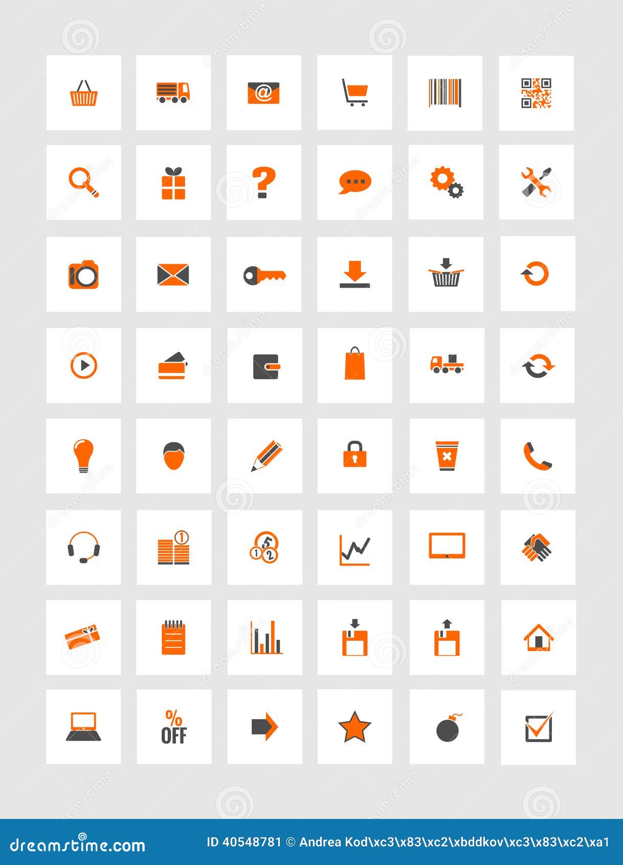 Orange Icons for Eshop, Suitable for Flat Design Stock Vector ...