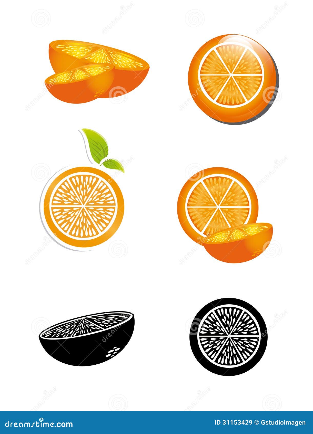 Orange icons stock vector. Illustration of notice, button - 31153429