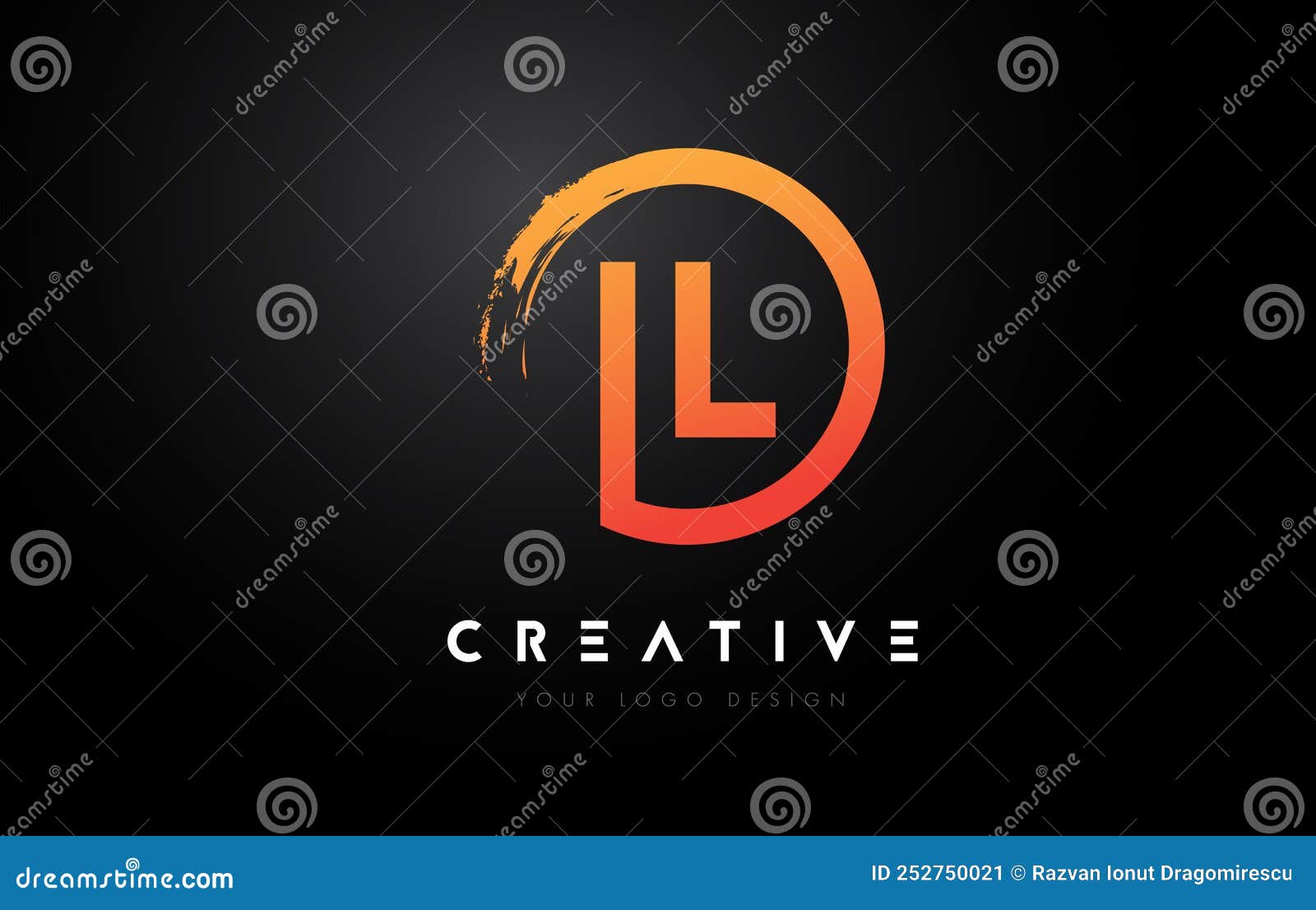 IL Circular Letter Logo With Circle Brush Design And Black Background ...