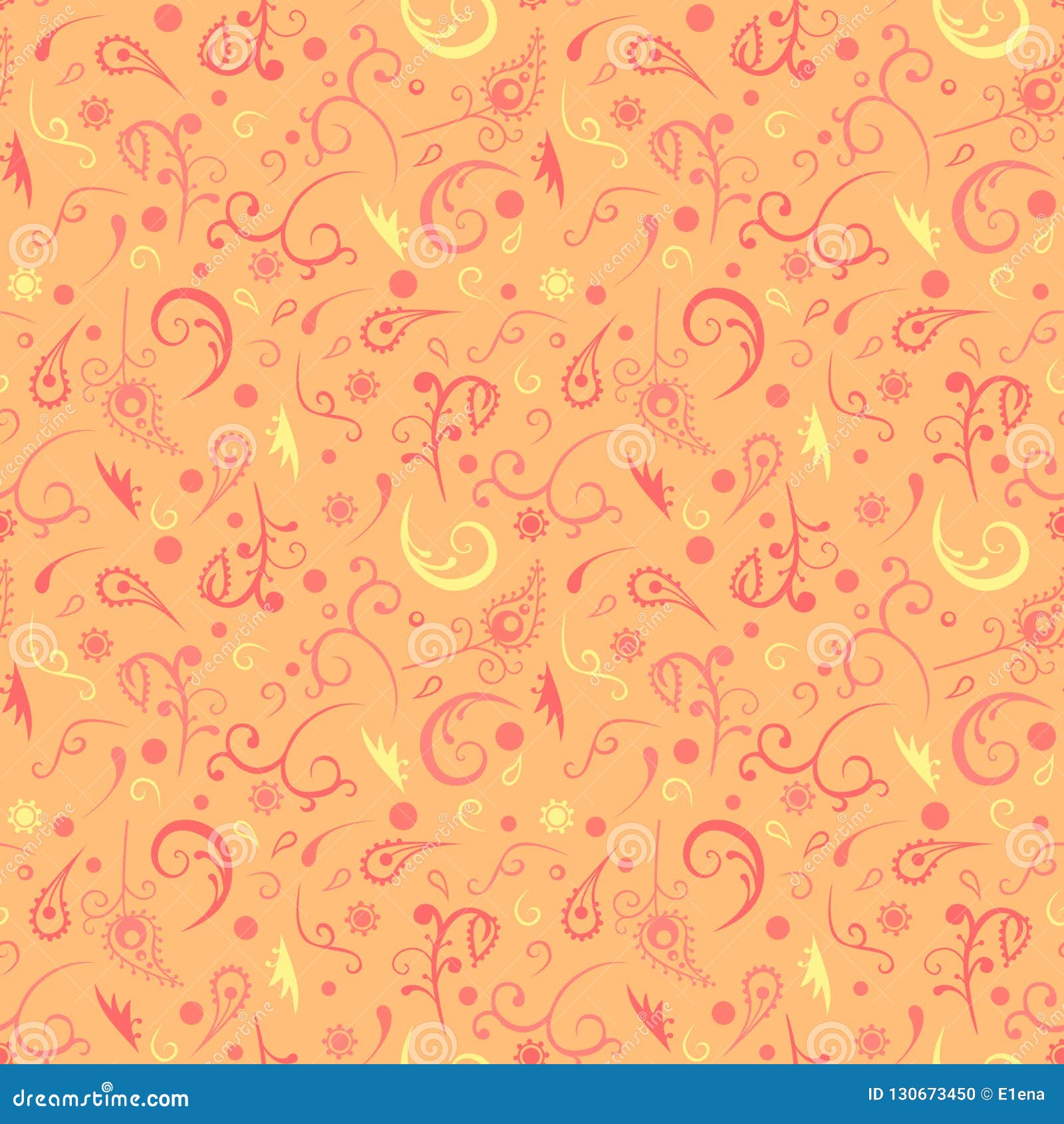 Orange Illustrated Abstract Seamless Background, Repeat Pattern Stock ...