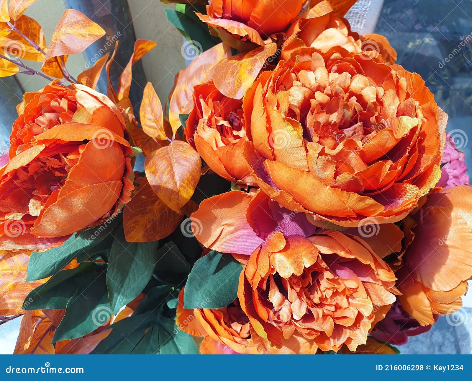 Orange Inanimate Flowers from the Material Stock Photo - Image of ...