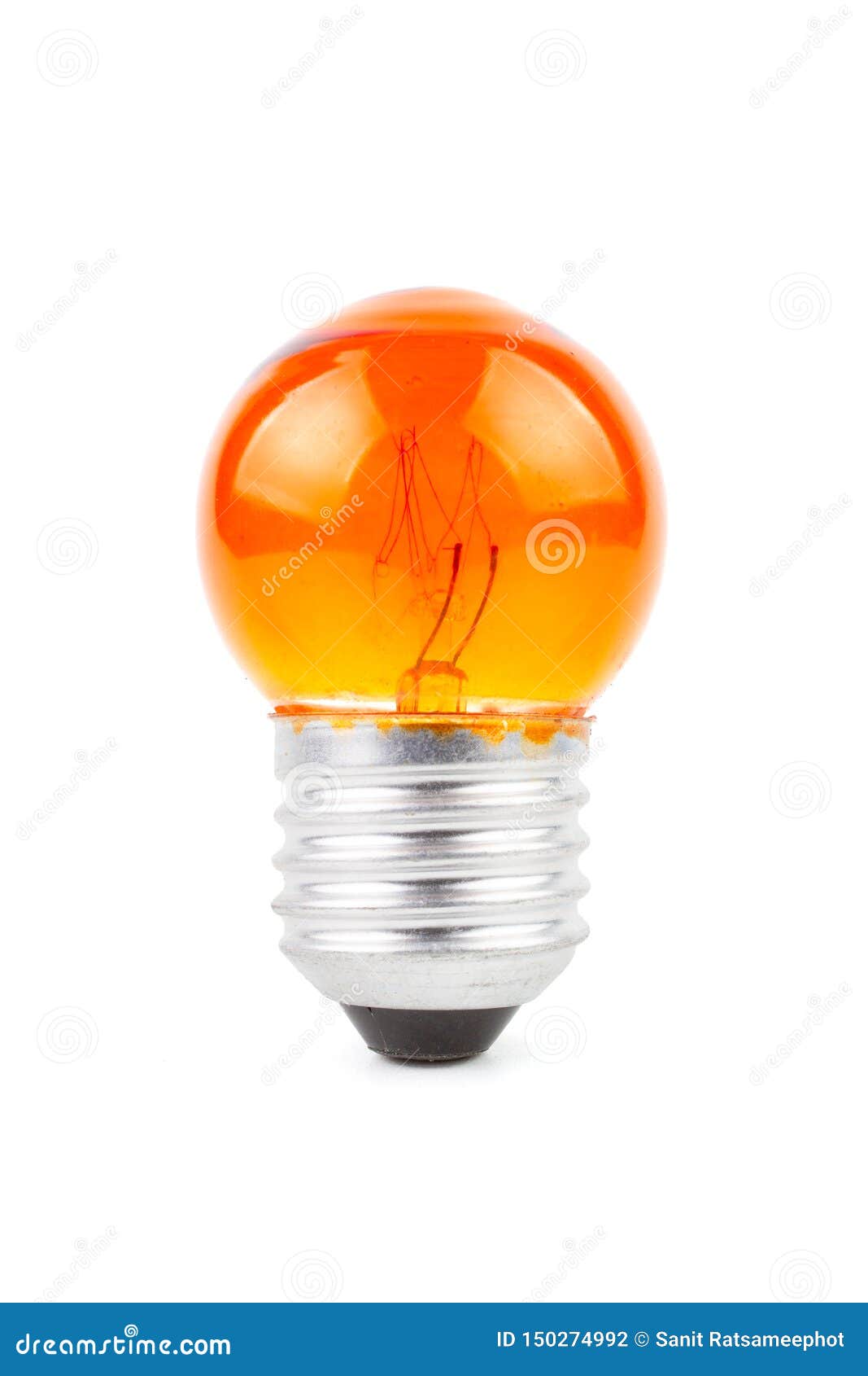 Orange Incandescent Round Light Bulb. Stock Photo - Image of hanging ...