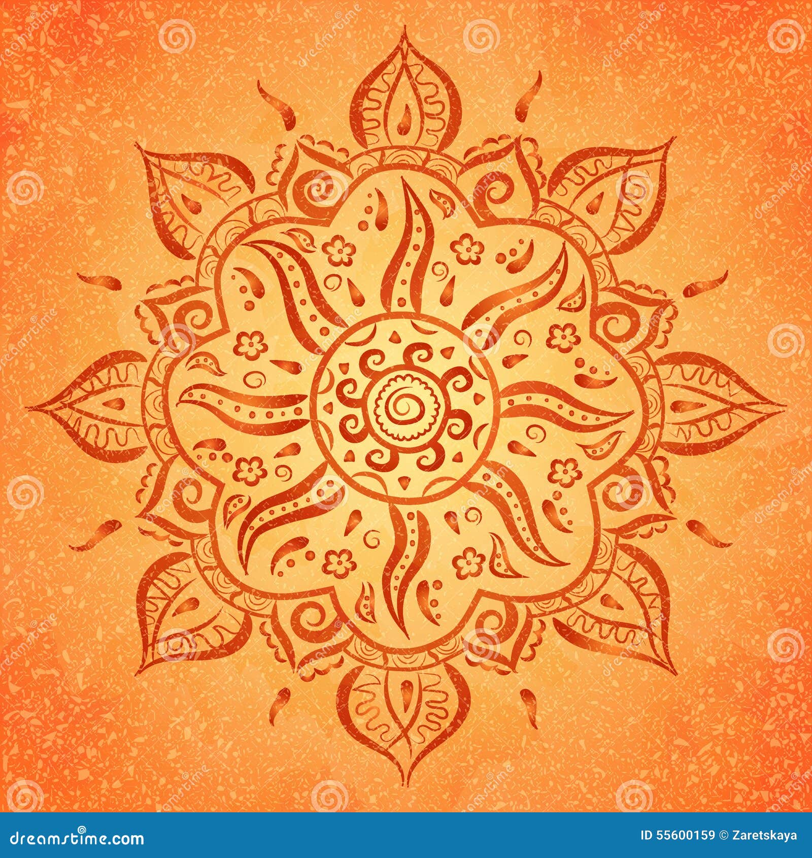 Orange indian ornament stock vector. Illustration of cover - 55600159