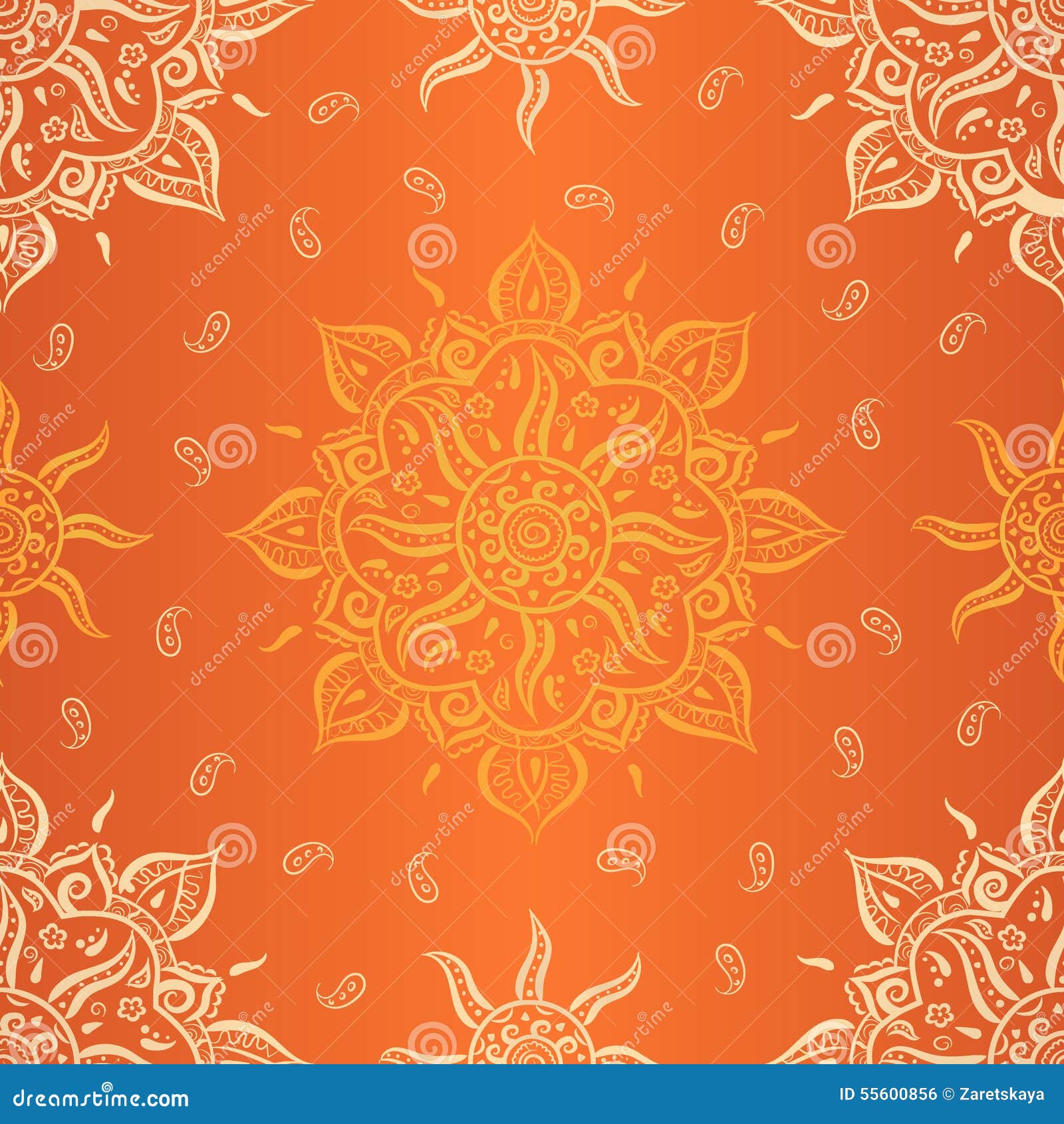 Orange indian seamless stock vector. Illustration of mystical - 55600856