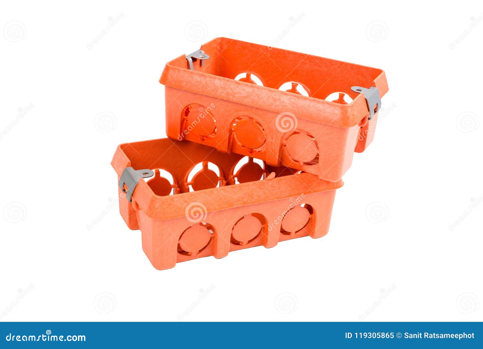 New Electrical Plastic Box Sockets And Electrical Cables Stock Photo ...
