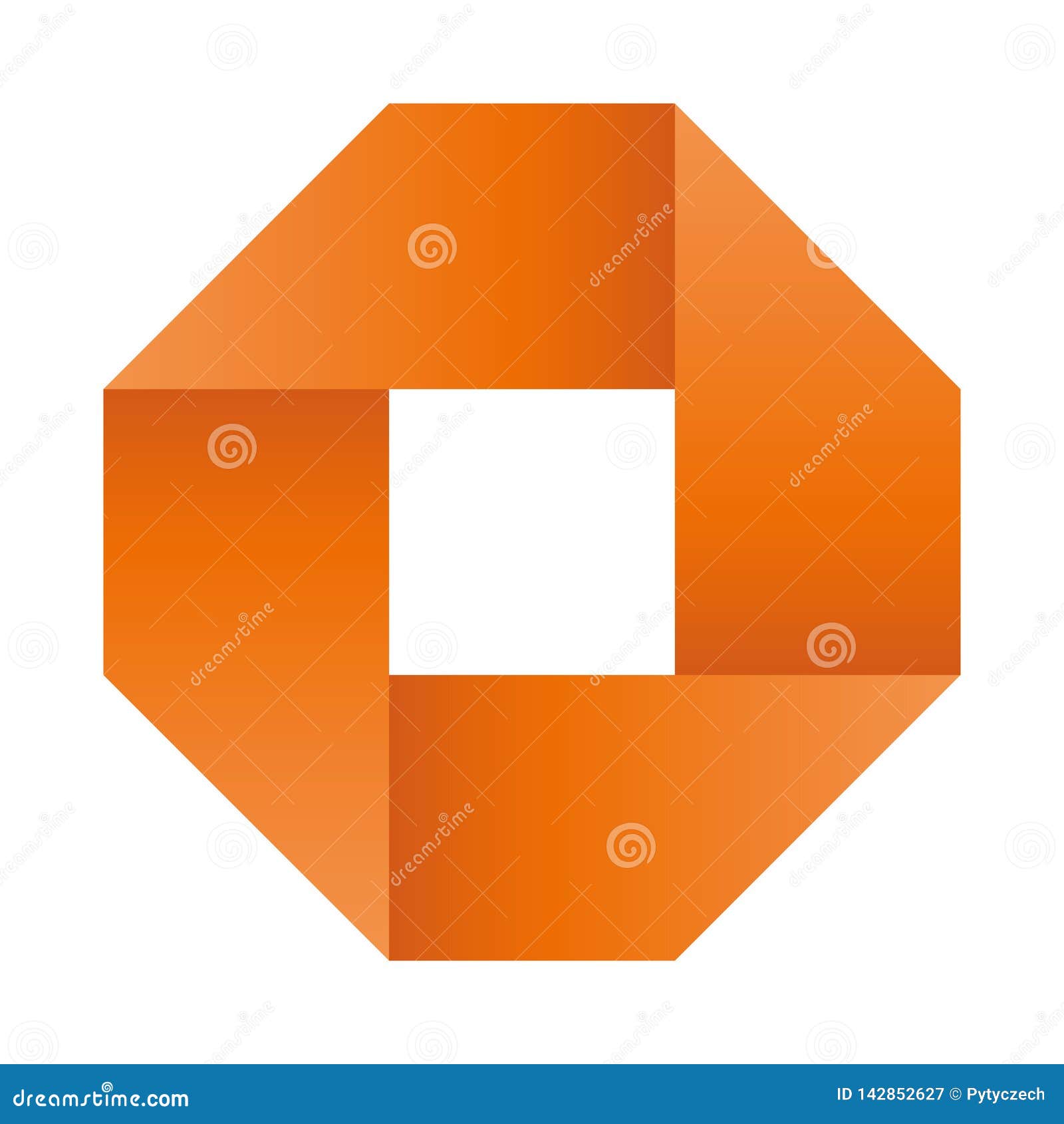 Orange Infinite Ribbon Loop Folded in a Shape of Square. 3D-like Vector ...