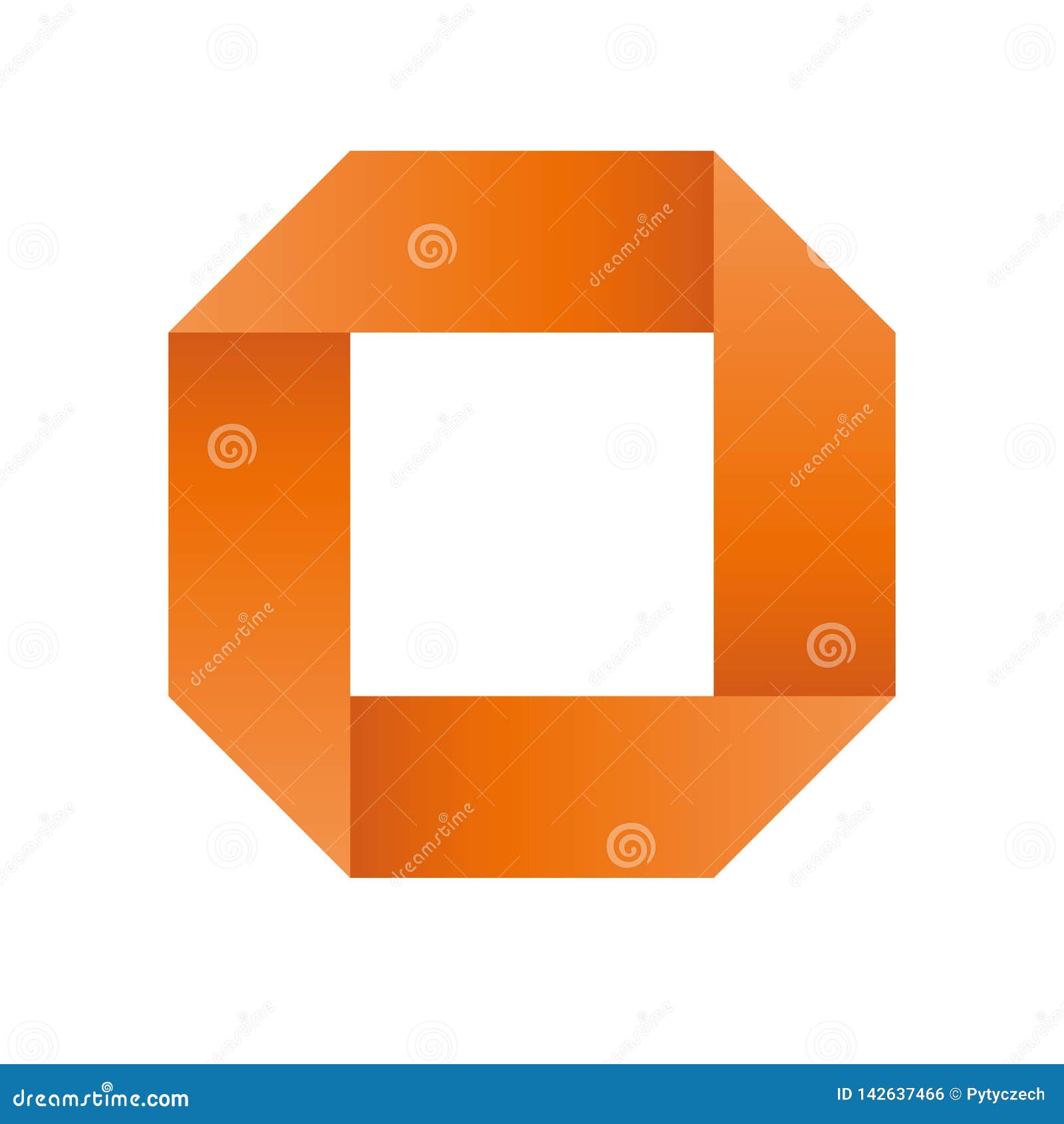 Orange Infinite Ribbon Loop Folded in a Shape of Square. 3D-like Vector ...