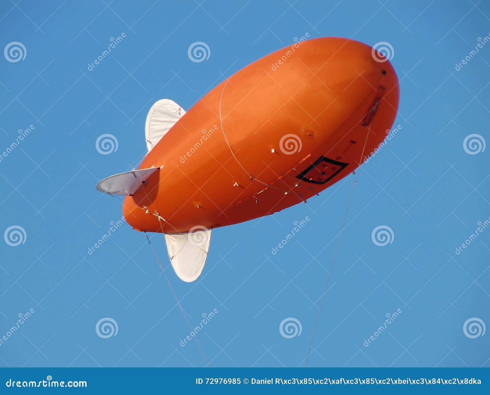 Orange Inflatable Airship - Zeppelin Stock Image - Image of tied ...