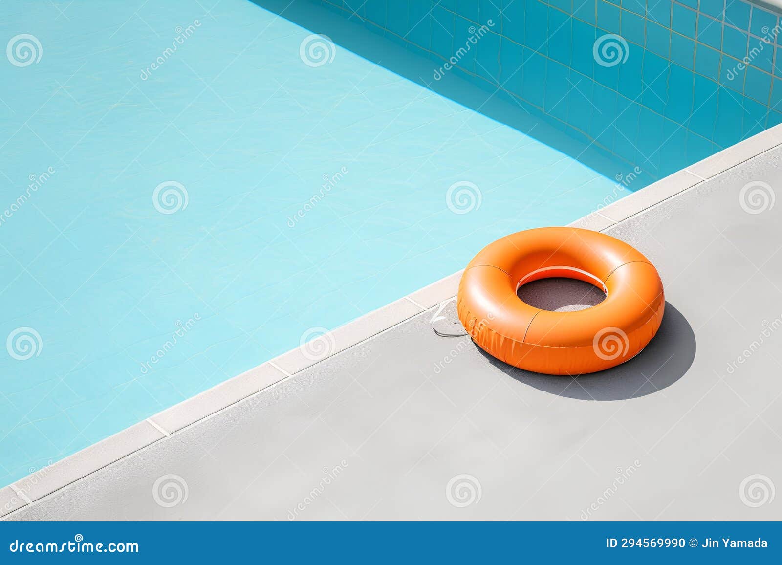 Orange Inflatable Ring on the Edge of Swimming Pool. 3d Render Stock ...