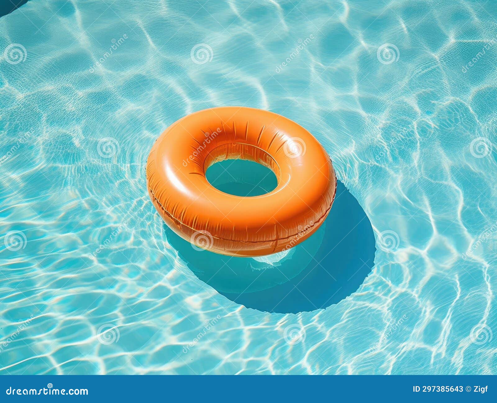 Orange Inflatable Ring Floating in a Pool Stock Illustration ...