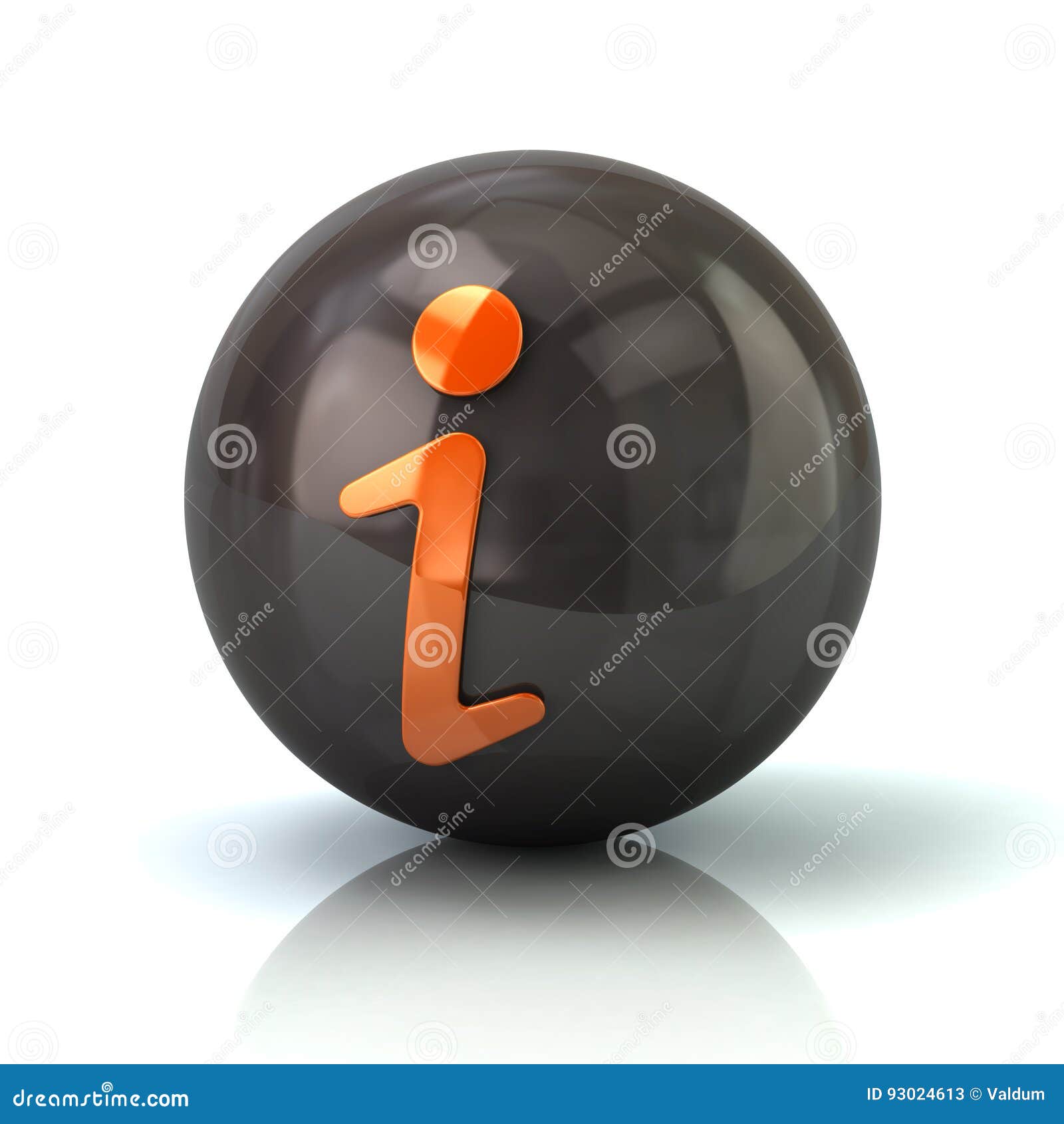 Orange Information Icon on Black Glossy Sphere Stock Illustration ...