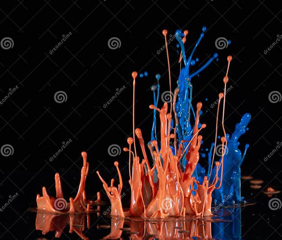 Orange Ink Splash on a Black Background Stock Image - Image of orange ...