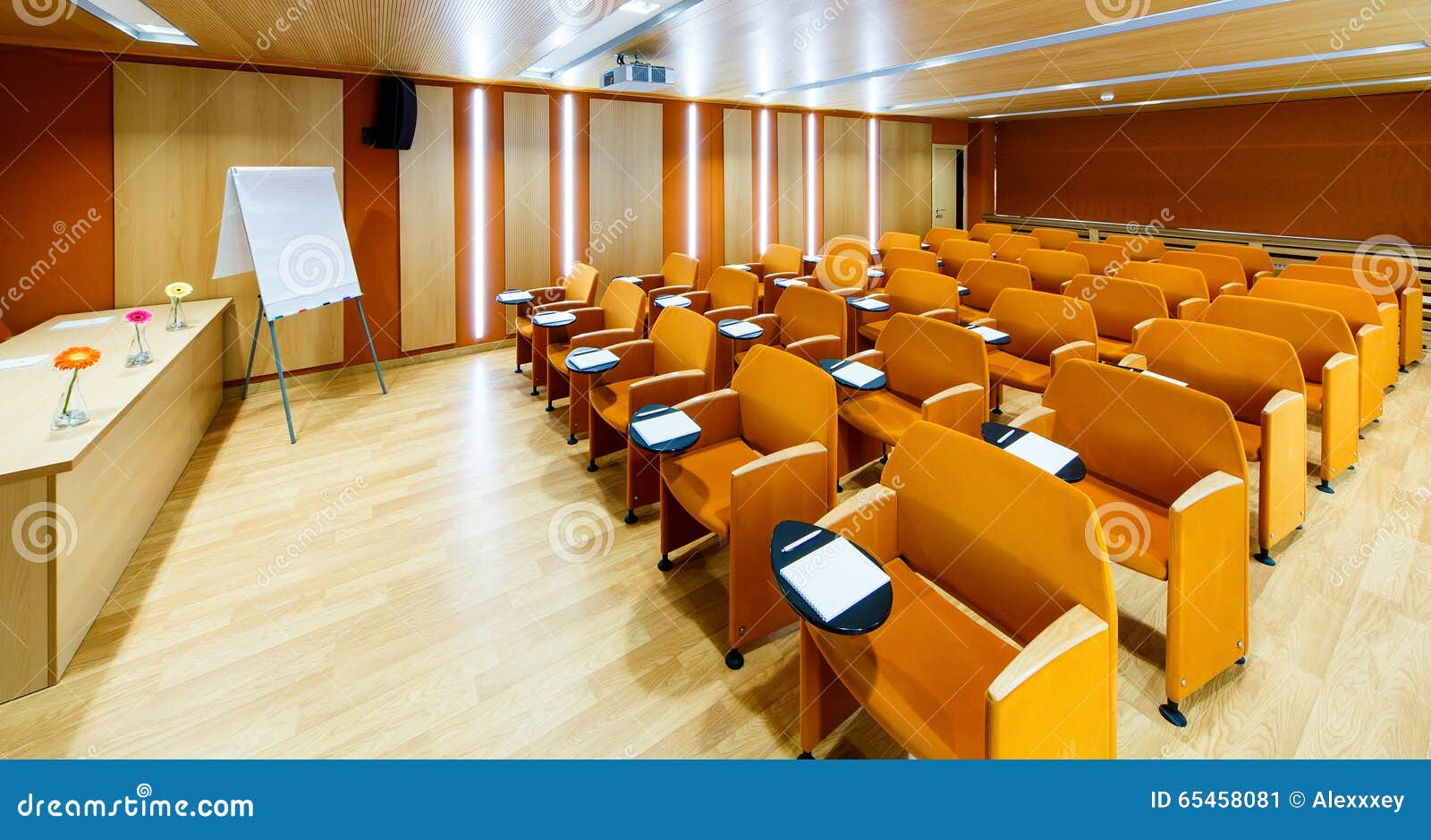 Orange Interior Conference Halls with Flipchart Stock Image - Image of ...