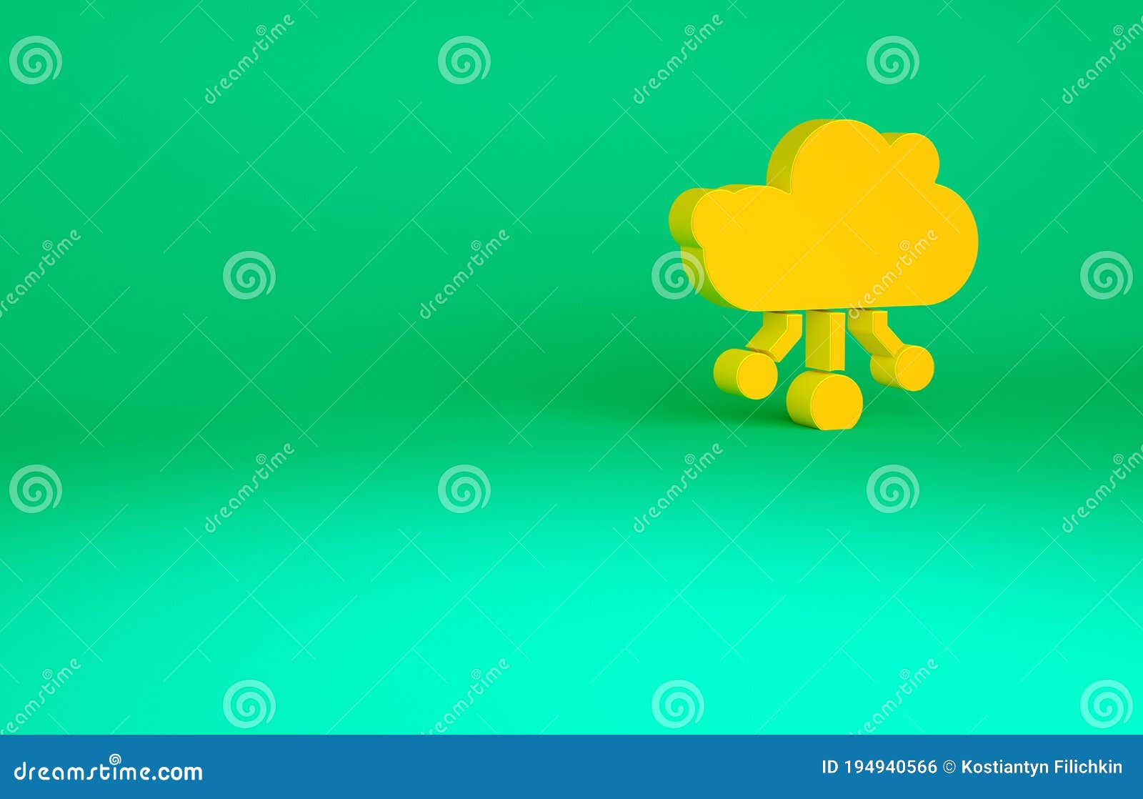 Orange Internet of Things Icon Isolated on Green Background. Cloud ...