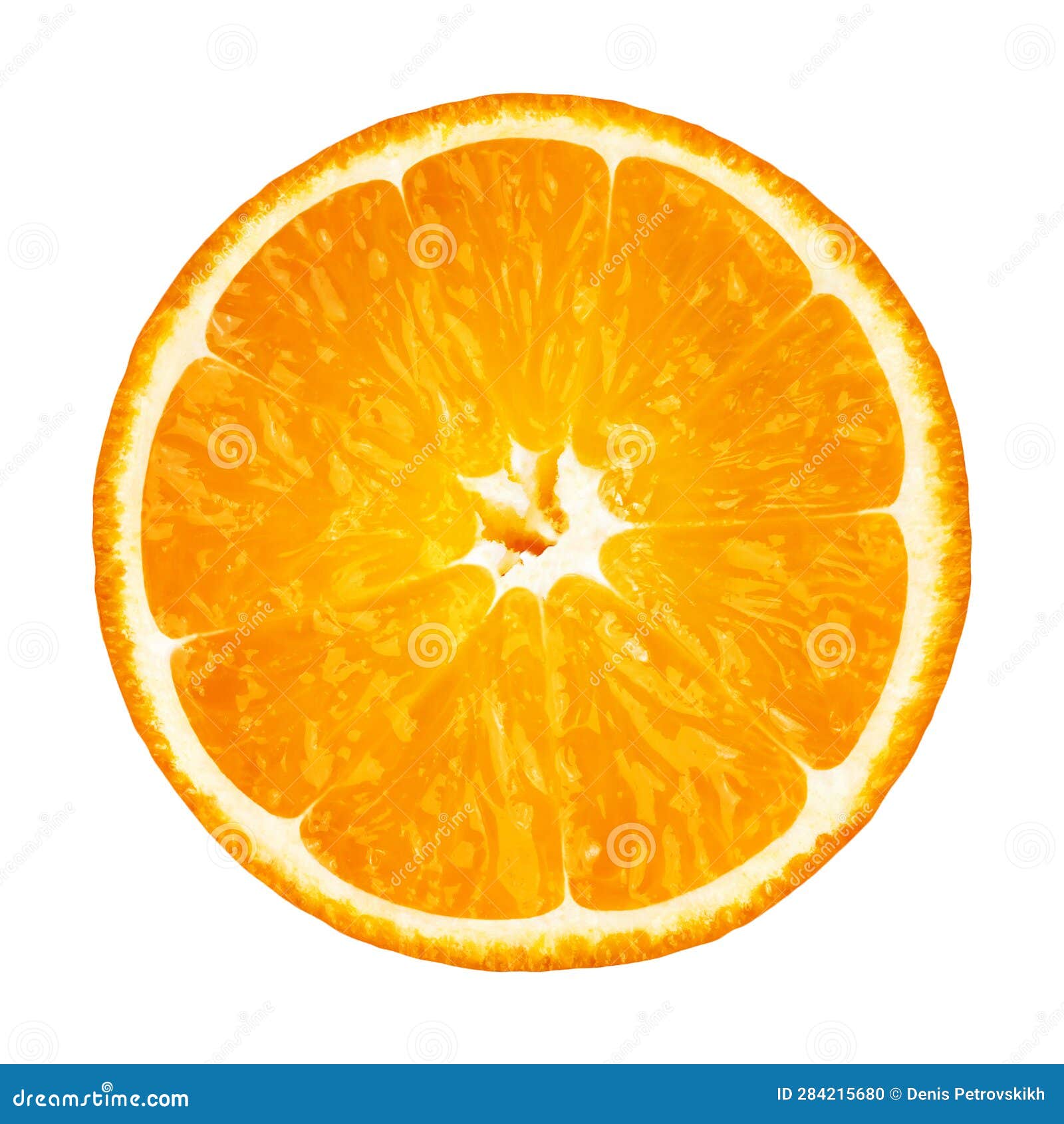 Orange Isolated. Round Slice of Ripe Orange Isolated on White. Stock ...