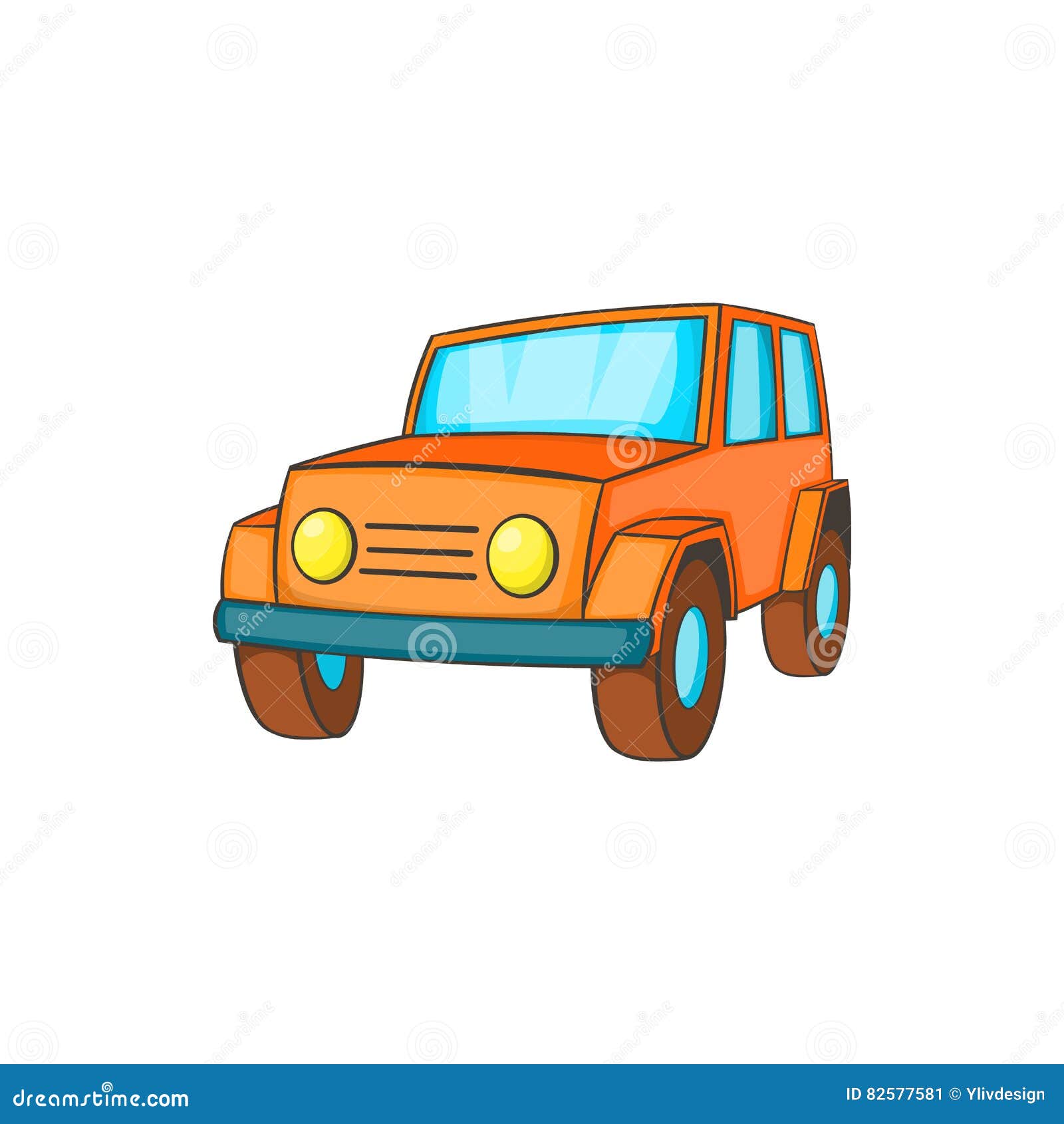 Orange Jeep Icon in Cartoon Style Stock Vector - Illustration of jeep ...