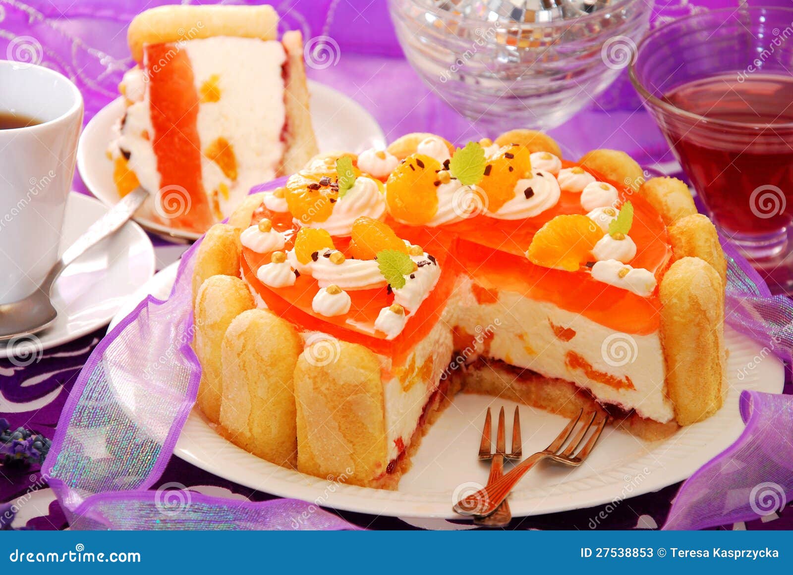 Orange Jelly and Whipped Cream Torte Stock Image - Image of jelly ...